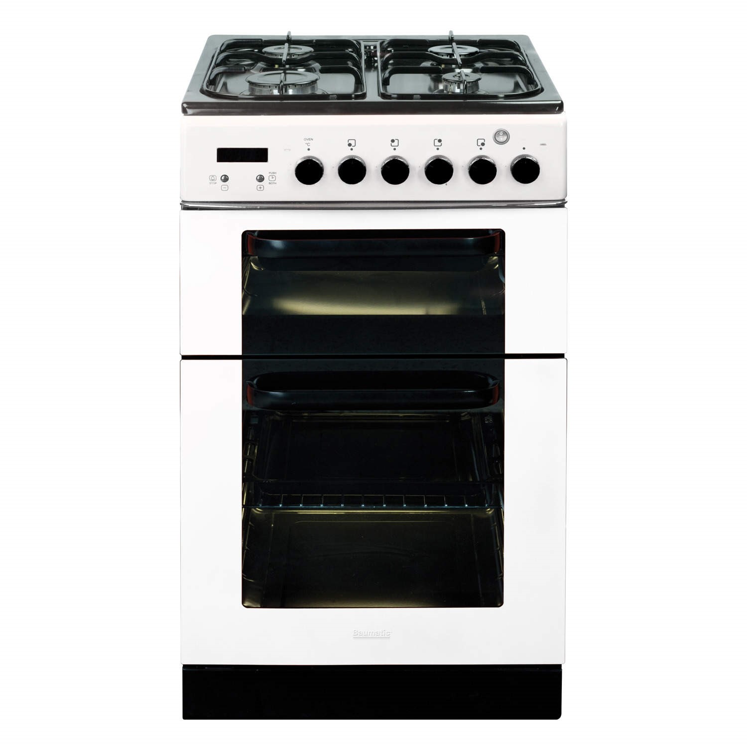 Baumatic BCG520W Dual Cavity 50cm Gas Cooker White | Appliances Direct