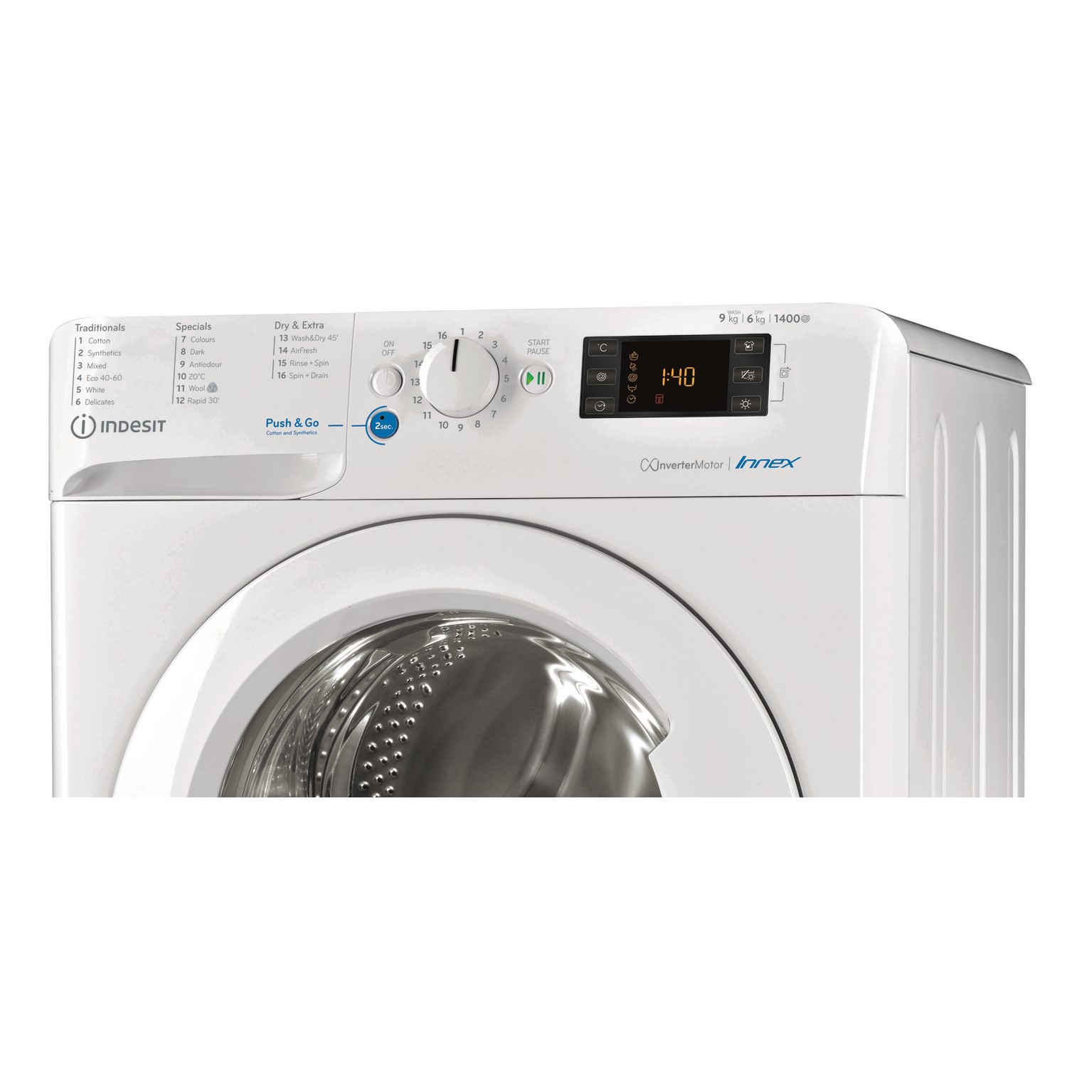 Indesit BDE961483XW Innex Push&Go 9kg Wash 6kg Dry Freestanding Washer ...