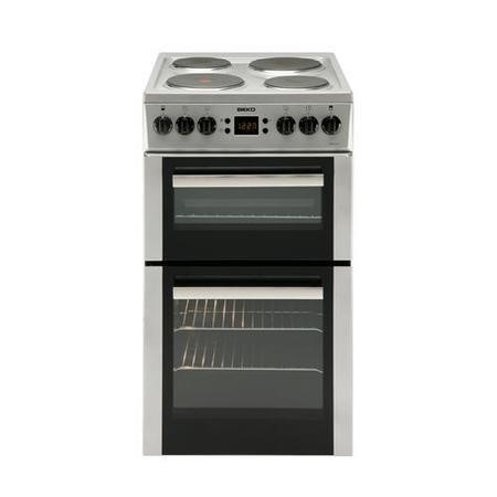Beko BDV555AS 50cm Wide Double Oven Electric Cooker with Solid Hot ...