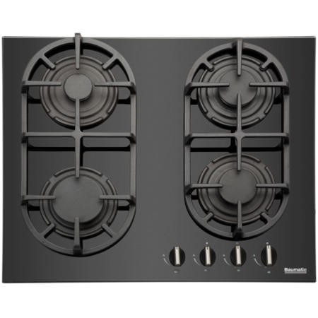 Baumatic BGG60 Four Burner Gas-on-glass Hob - Black | Appliances Direct