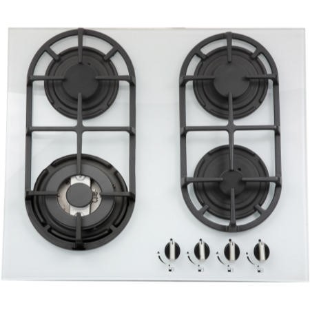 Baumatic BGG64W Four Burner Gas-on-glass Hob With Wok Burner White ...