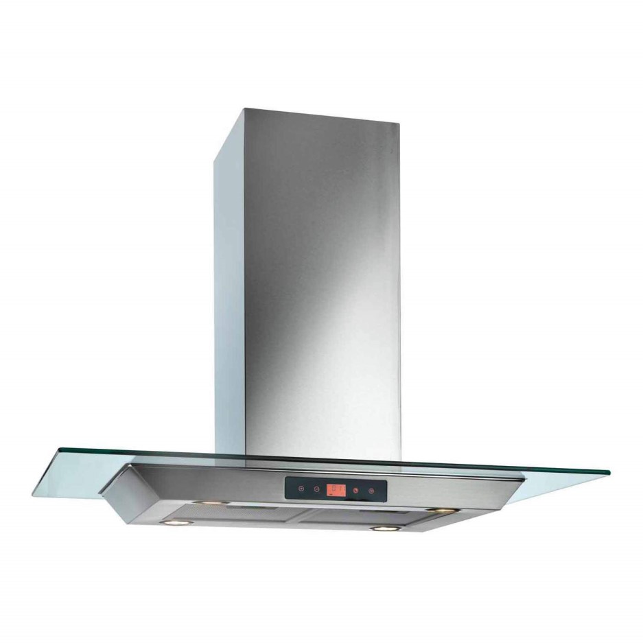 Baumatic BTI9170GL 90cm Island Cooker Hood Stainless Steel Flat Glass ...
