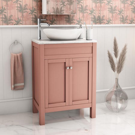 600mm Pink Freestanding Countertop Vanity Unit with Basin - Avebury ...