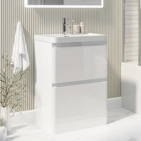 600mm White Freestanding Vanity Unit with Basin - Pendle | Appliances ...