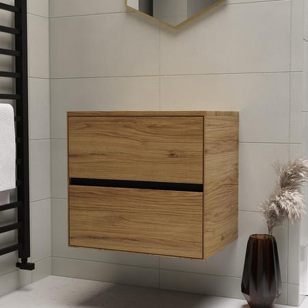 600mm Wood Effect Wall Hung Countertop Vanity Unit- Roxbi | Appliances ...