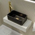 560mm Wood Effect Wall Hung Floating Basin Shelf and White Basin ...