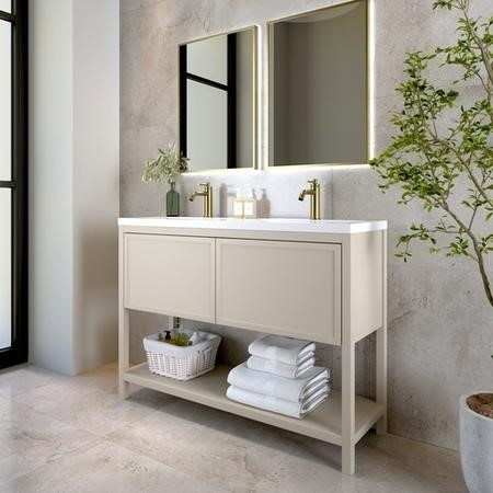1200mm Beige Freestanding Double Vanity Unit with Basin - Perla ...