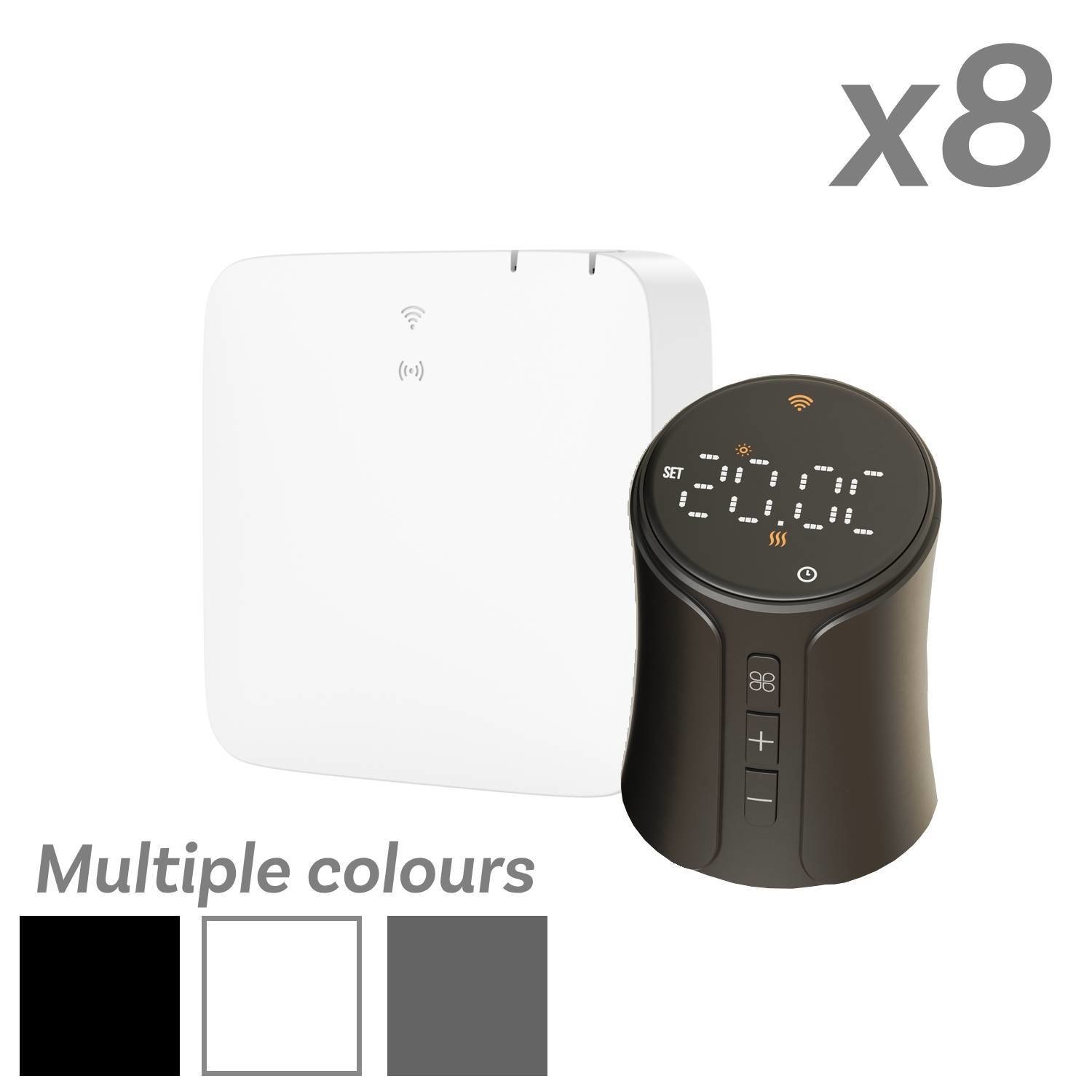 electriQ Smart TRV Valves (Pack of 8 Valves) with Zigbee Hub - 1 x ...