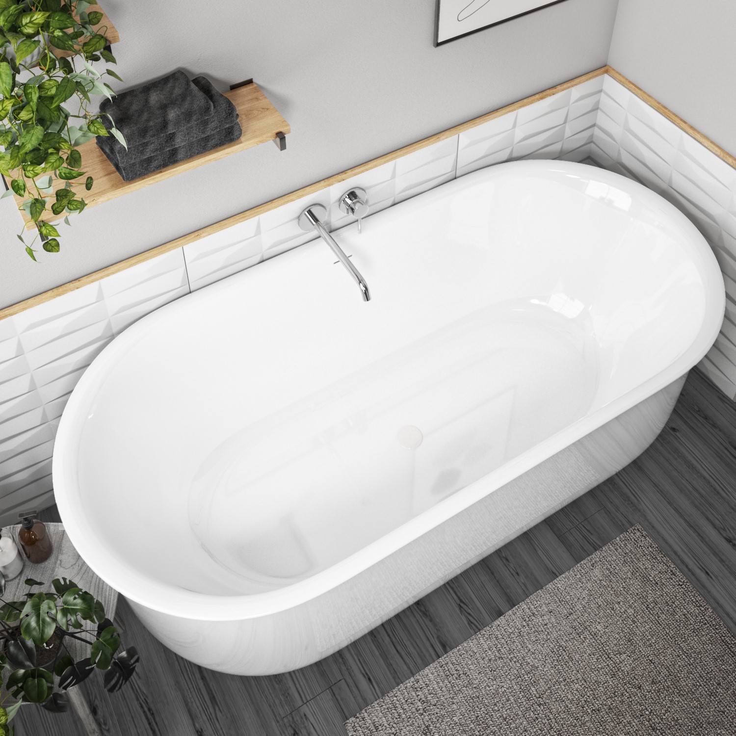 GRADE A1 - Freestanding Double Ended Bath 1700 x 800mm - Ivy A1/BeBa ...