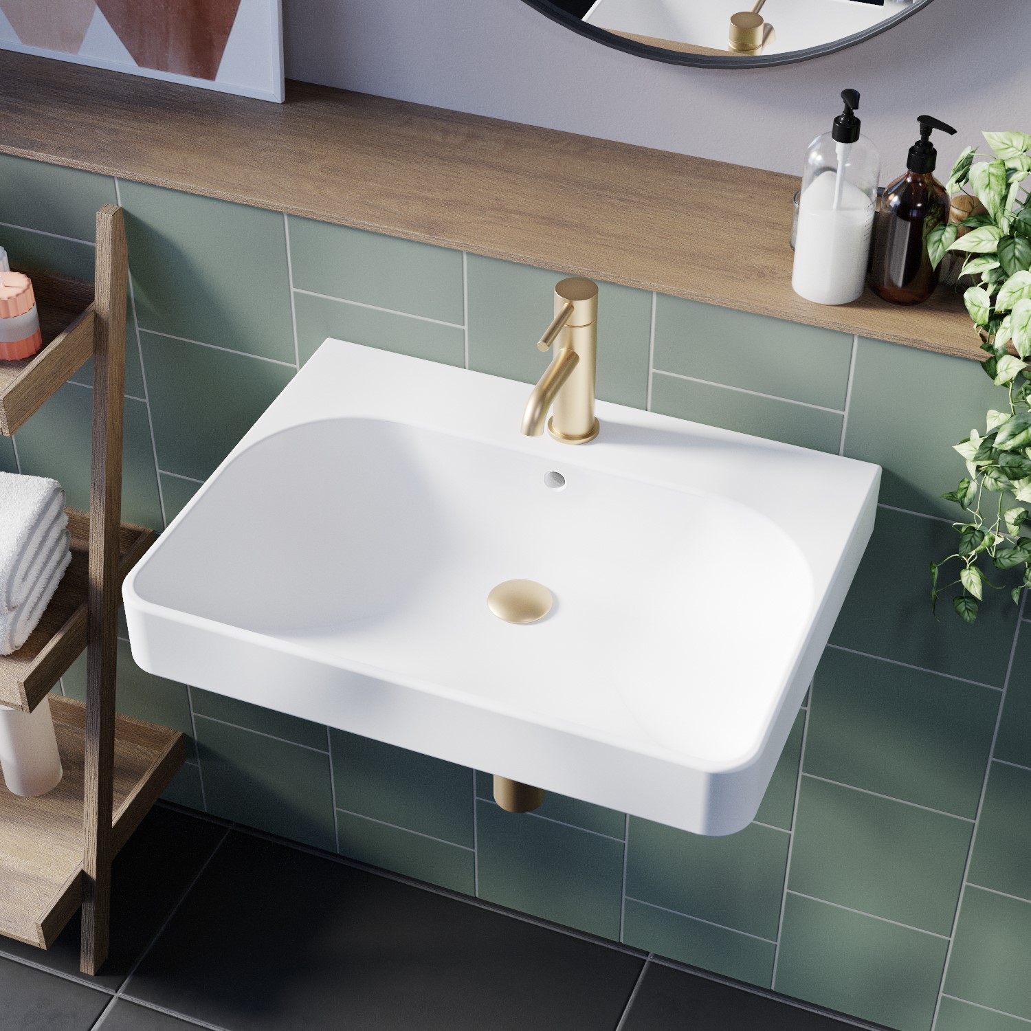GRADE A1 - Square Wall Hung Basin 600mm - Andros A1/BeBa_27652 ...