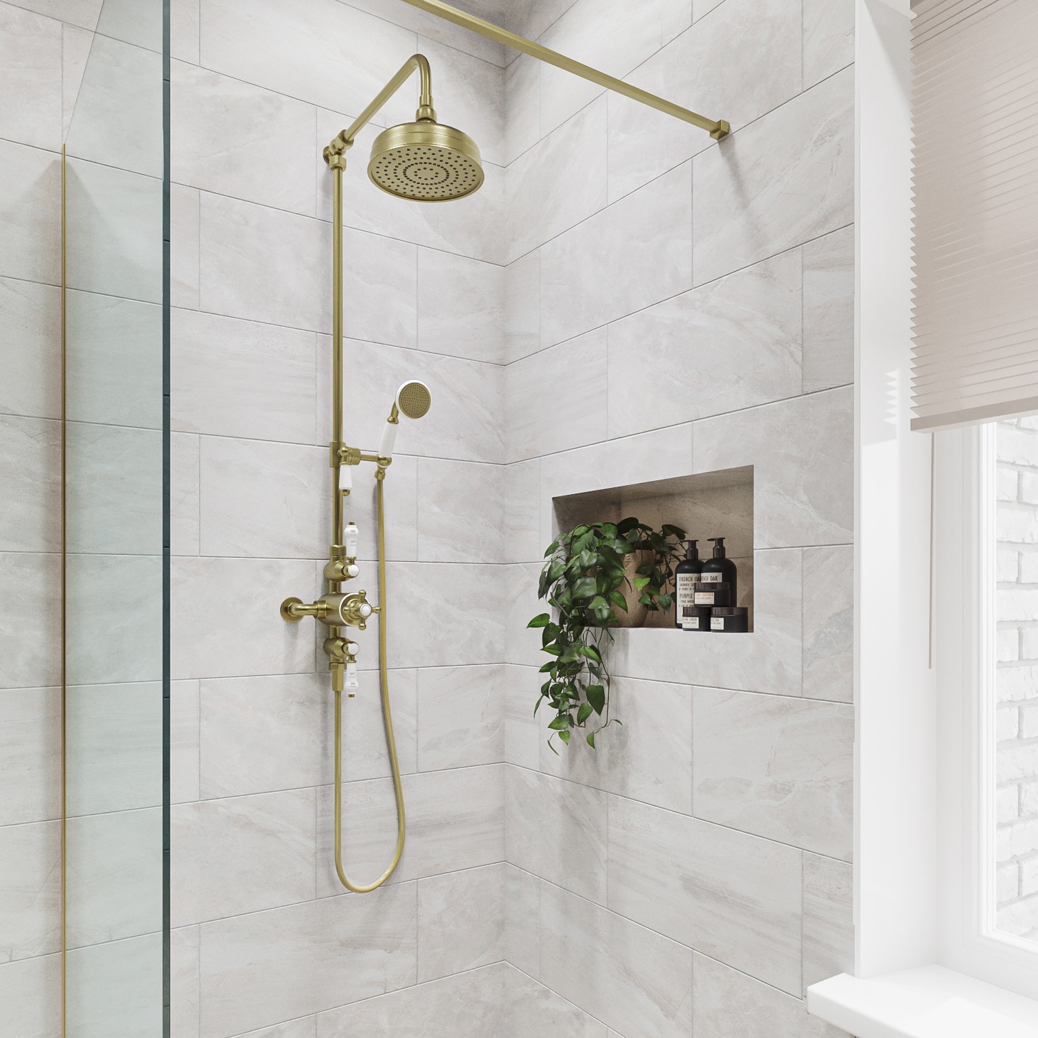 GRADE A1 - Brushed Brass Traditional Shower Set - Camden A1/BeBa_27757 ...