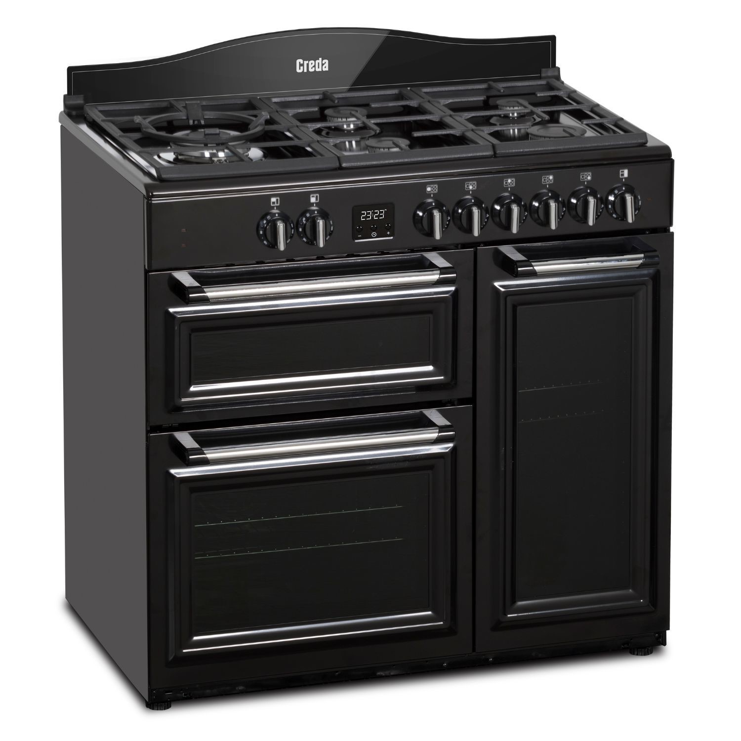 Creda 90cm Triple Cavity Dual Fuel Range Cooker - Black C90RCDFTBL ...