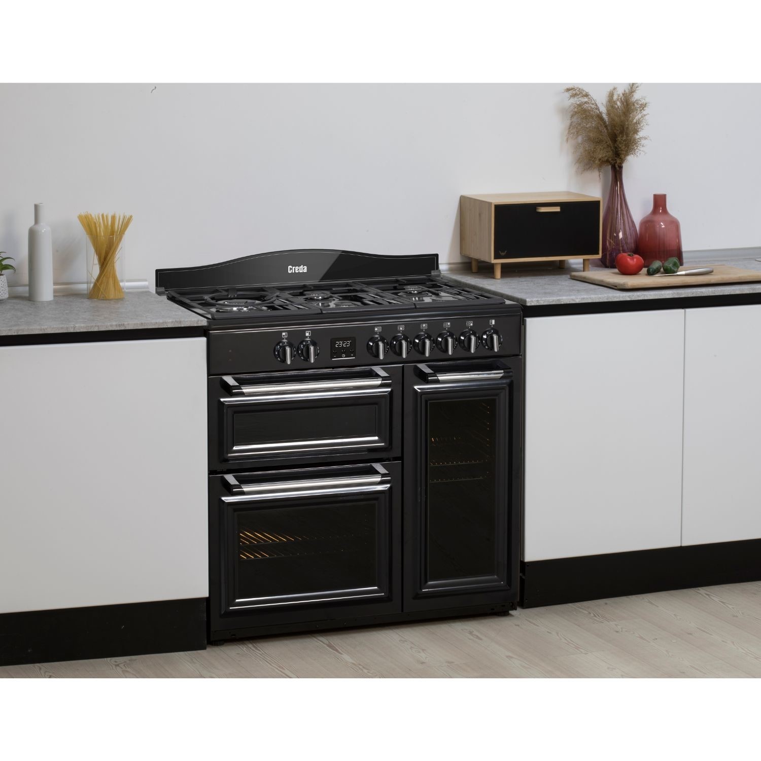Creda 90cm Triple Cavity Dual Fuel Range Cooker - Black C90RCDFTBL ...