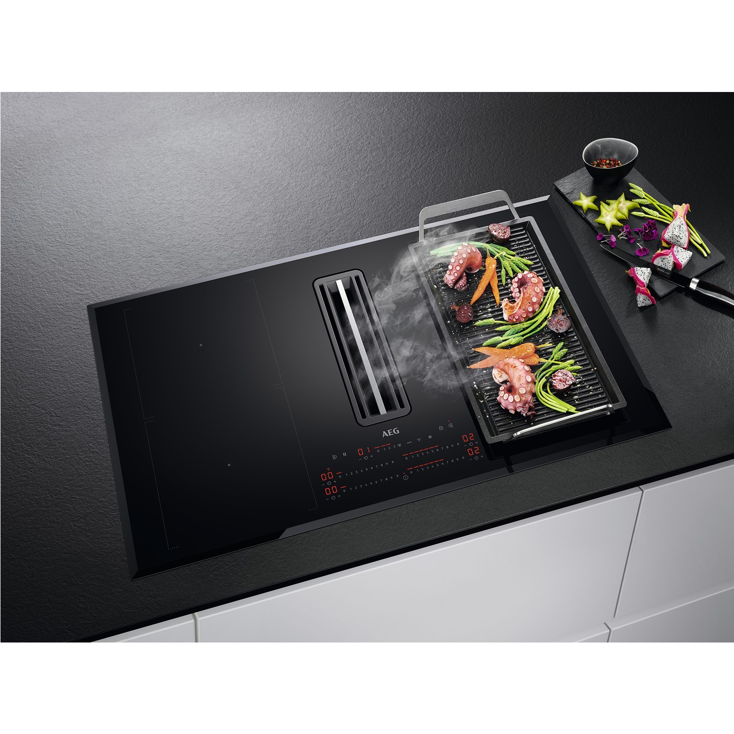 AEG 8000 Series 83cm 4 Zone Venting Induction Hob With Double Bridge ...