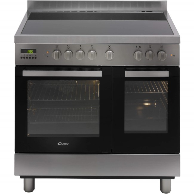 Candy CCV9D52X Twin Cavity 90cm Electric Range Cooker With Ceramic Hob ...