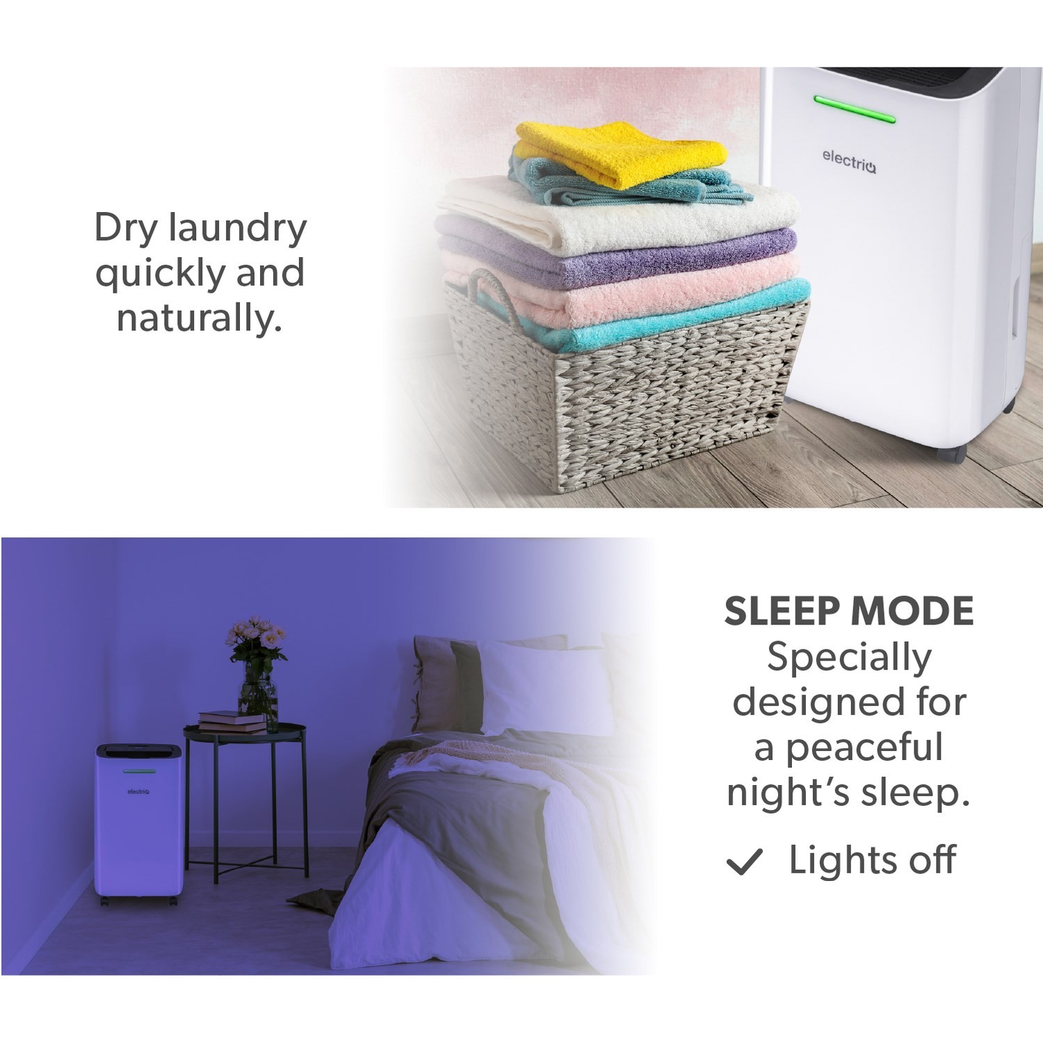 electriQ 12L Quiet Low-Energy Dehumidifier and Air Purifier CD12P ...