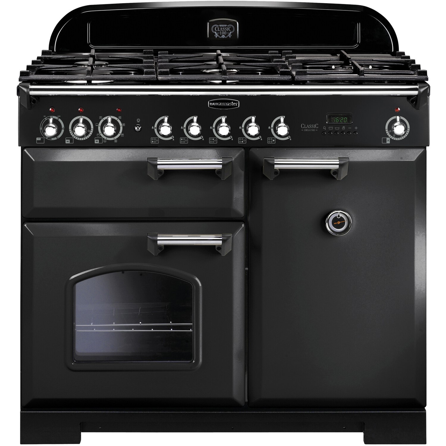 Rangemaster Classic Deluxe 100cm Dual Fuel Range Cooker - Black and ...