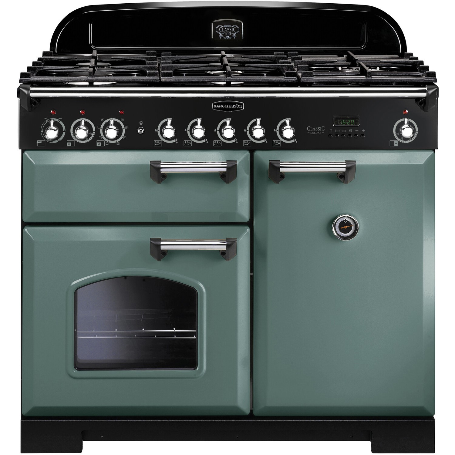 Rangemaster Classic Deluxe 100cm Dual Fuel Range Cooker - Mineral Green ...