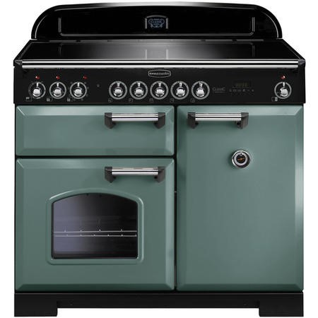 Rangemaster Classic Deluxe 100cm Electric Range Cooker - Mineral Green ...