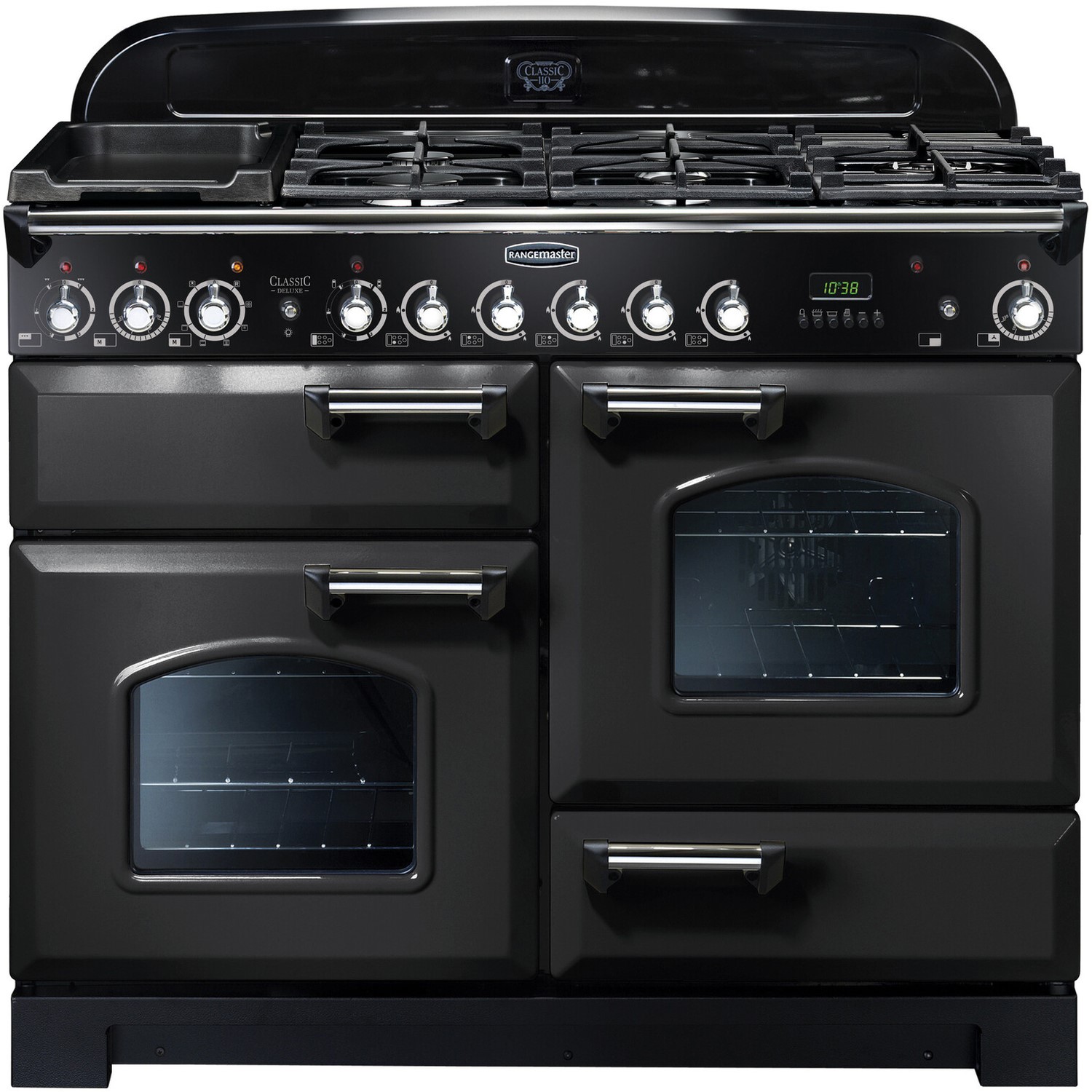 Rangemaster Classic Deluxe 110cm Dual Fuel Range Cooker - Black and ...