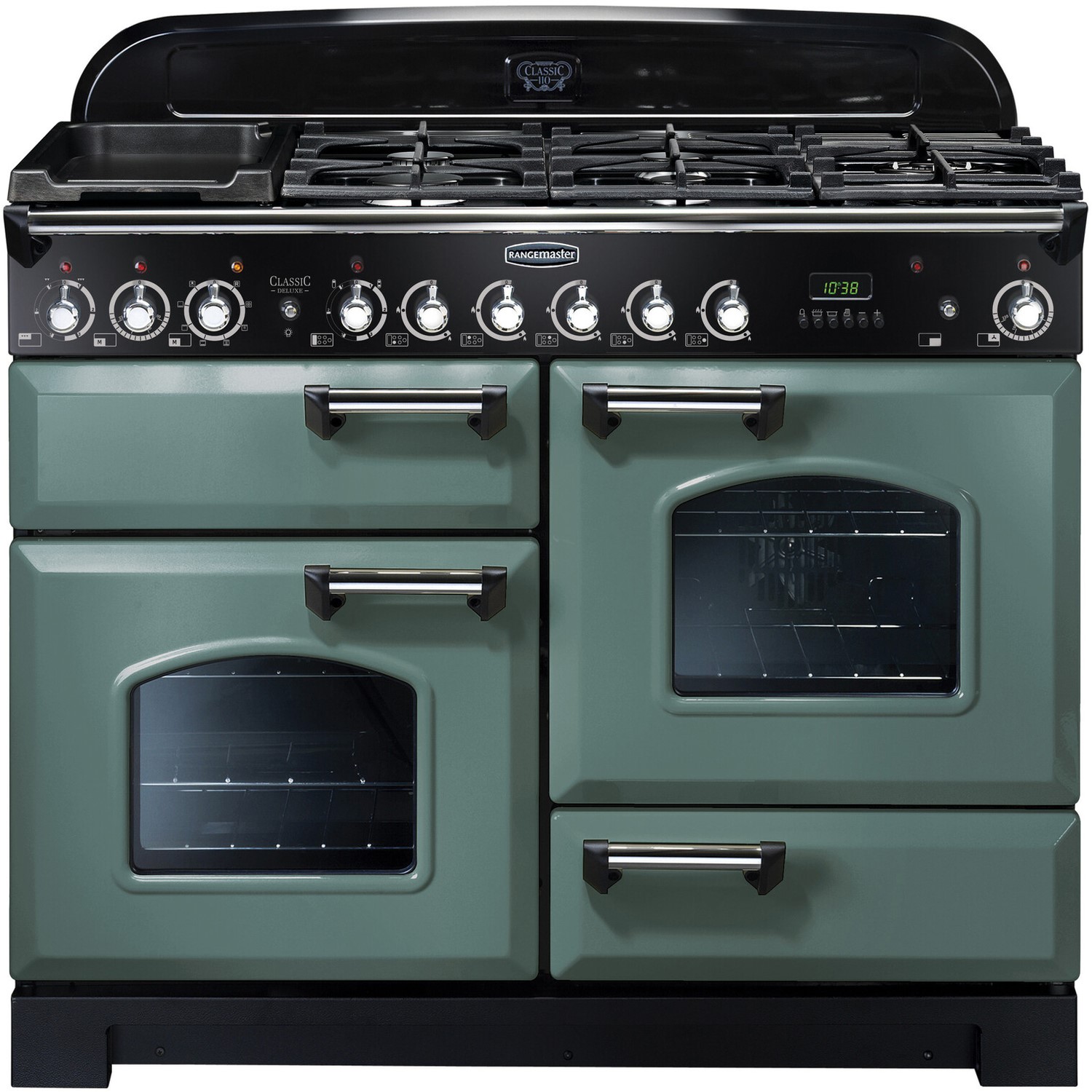 Rangemaster Classic Deluxe 110cm Dual Fuel Range Cooker - Mineral Green ...