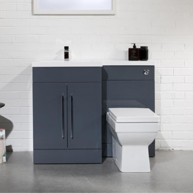Anthracite Left Hand Bathroom Vanity Unit Furniture Suite - W1090mm ...