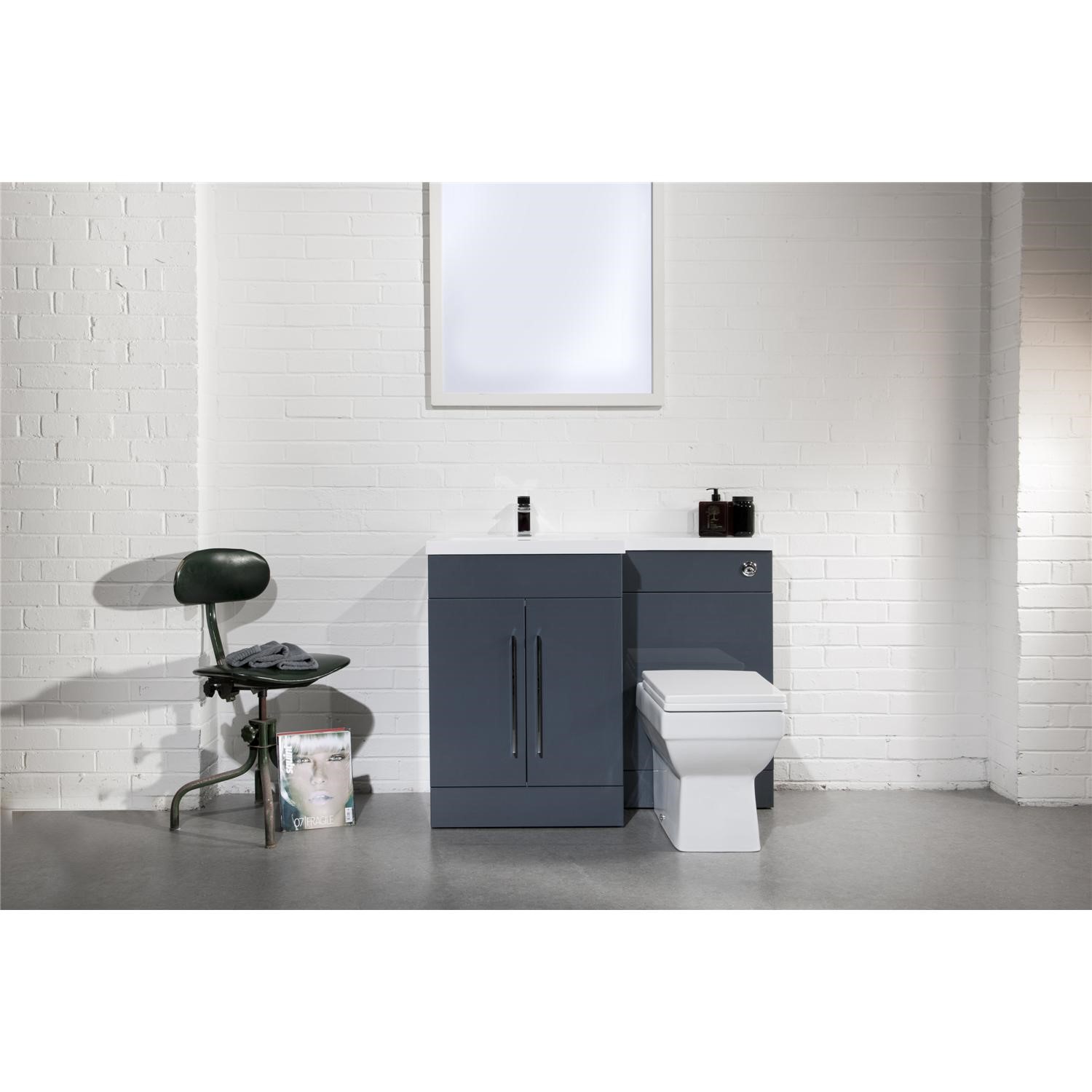 Anthracite Left Hand Bathroom Vanity Unit Furniture Suite - W1090mm ...