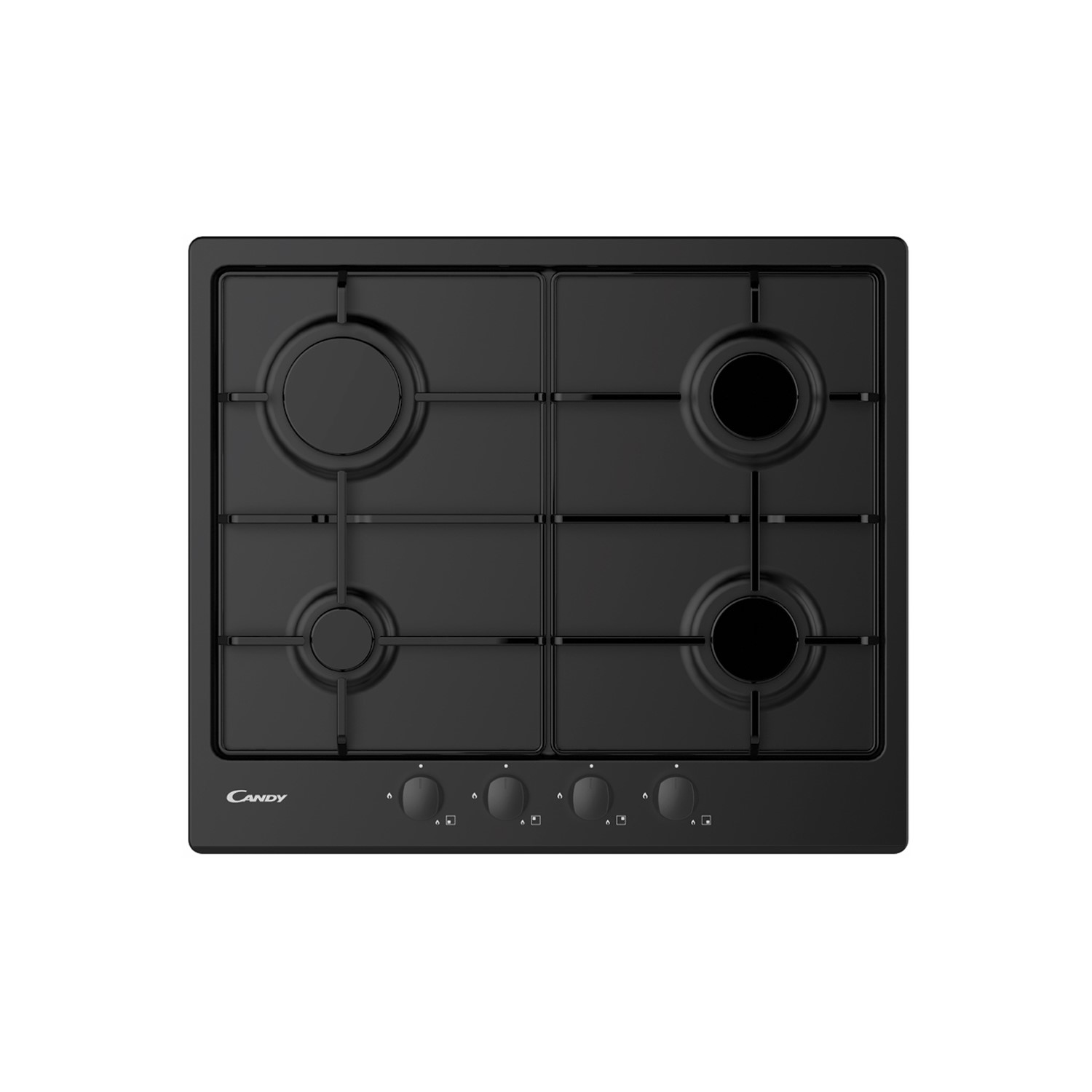 Candy CHW6BRBB 59cm Four Burner Gas Hob With Enamelled Pan Stands ...