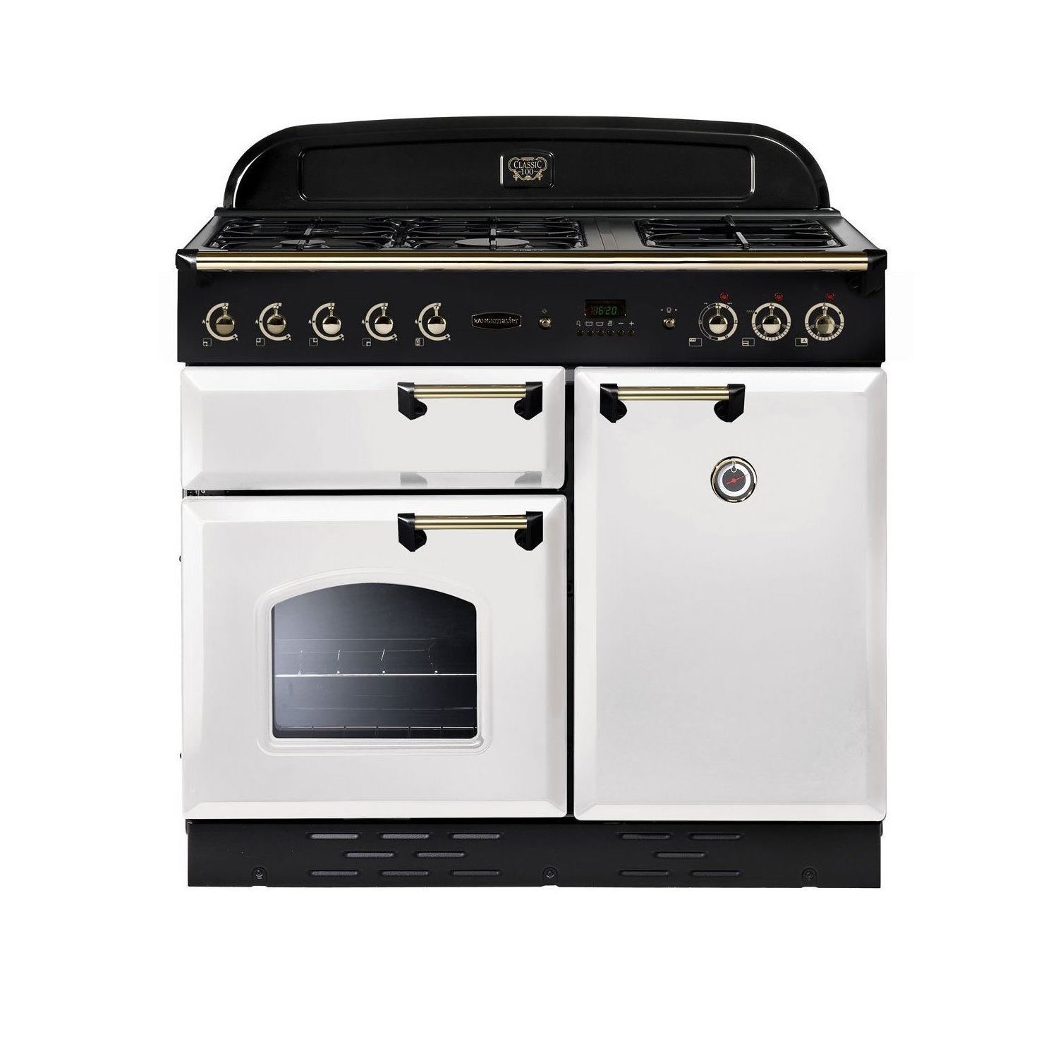 Rangemaster CLAS100DFFWH/B 107120 Classic 100cm Dual Fuel Range Cooker ...