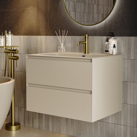 700mm Beige Wall Hung Vanity Unit with Basin - Como COMOB700 ...