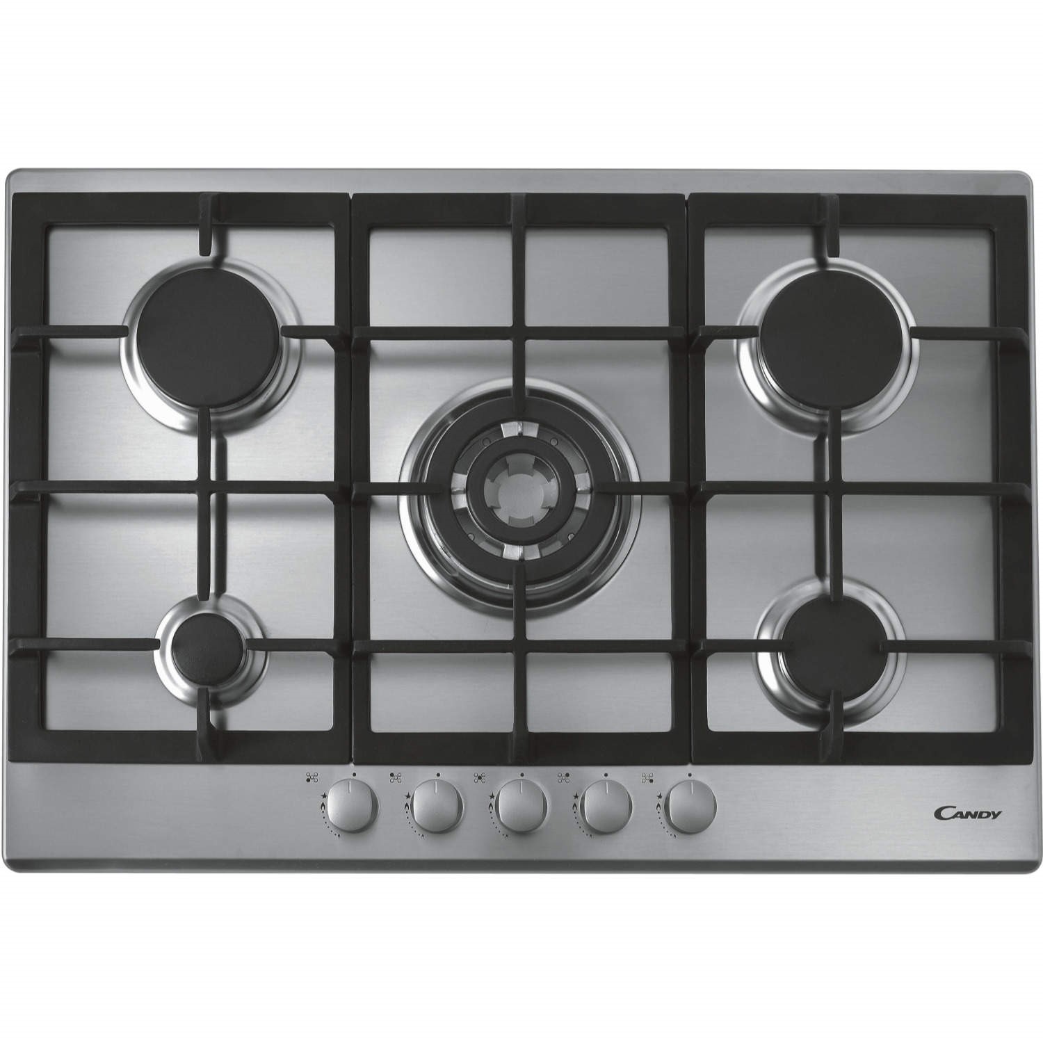 Candy CPG75SQGX Five Burner Gas Hob - Stainless Steel | Appliances Direct