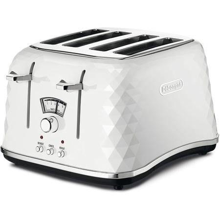 Delonghi CTJ4003.W Brillante Four Slice Toaster - White | Appliances Direct