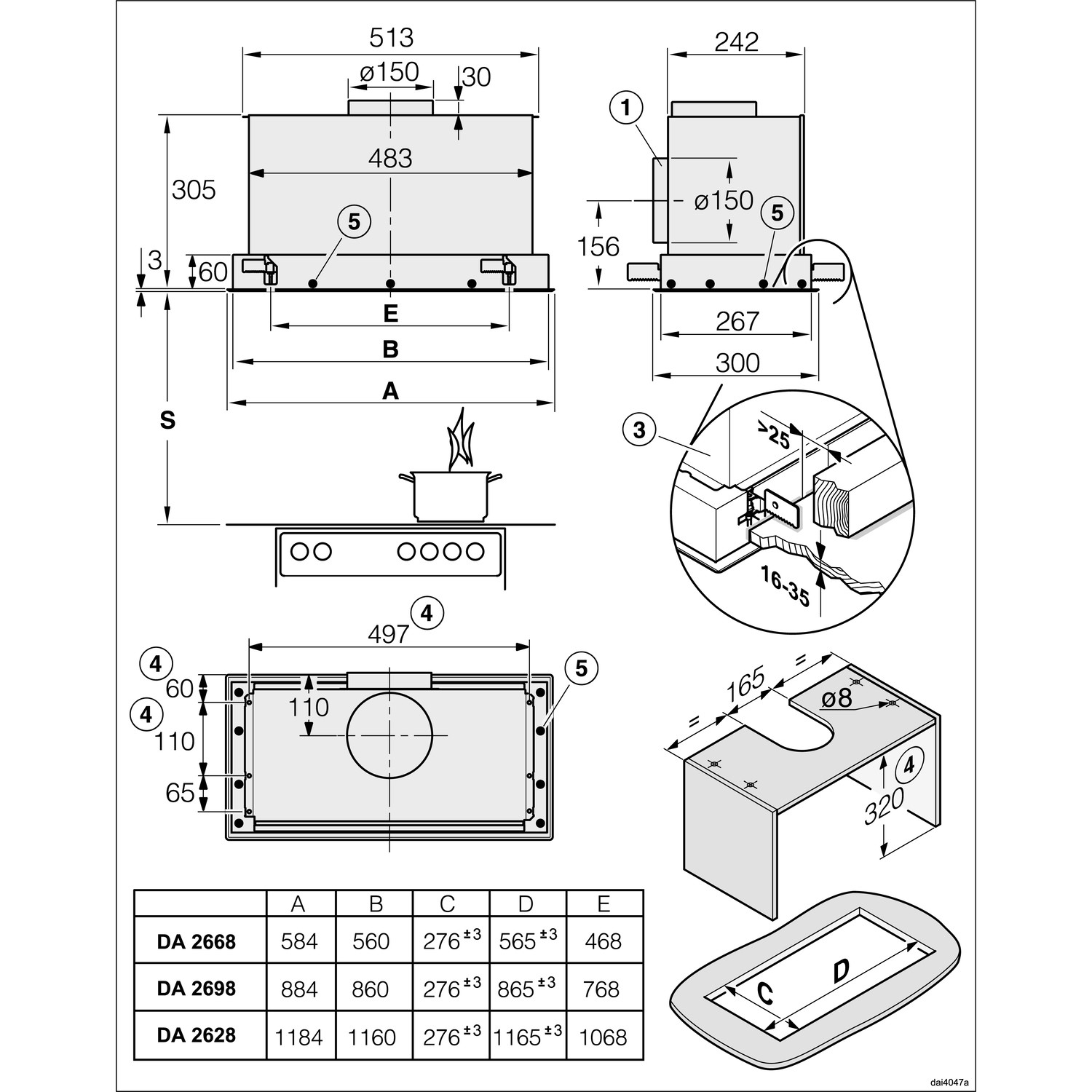 Miele DA2668ss 58cm Wide Canopy Cooker Hood - Stainless Steel ...