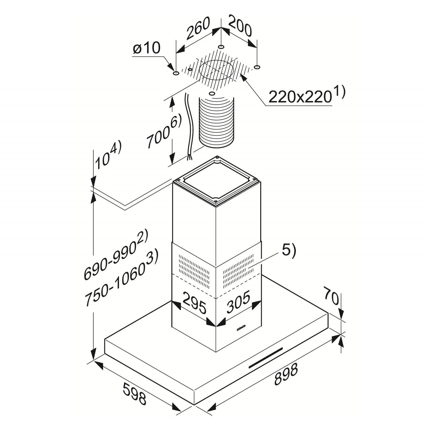Miele DA420-6V Stainless Steel 90cm Wide Island Cooker Hood With Flat ...