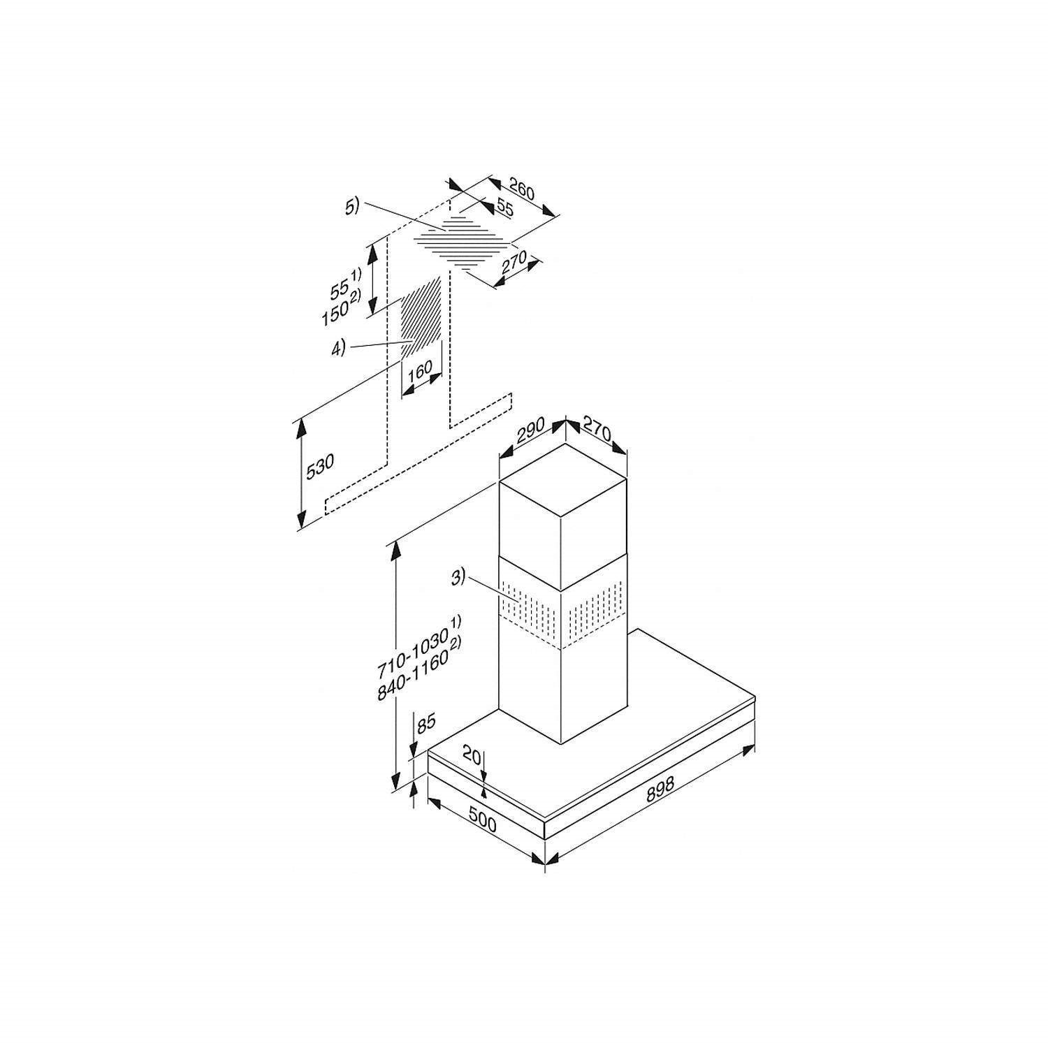 Miele DA6690Wclst DA6690W Gen6000 Low Profile 90cm Wide Chimney Cooker ...
