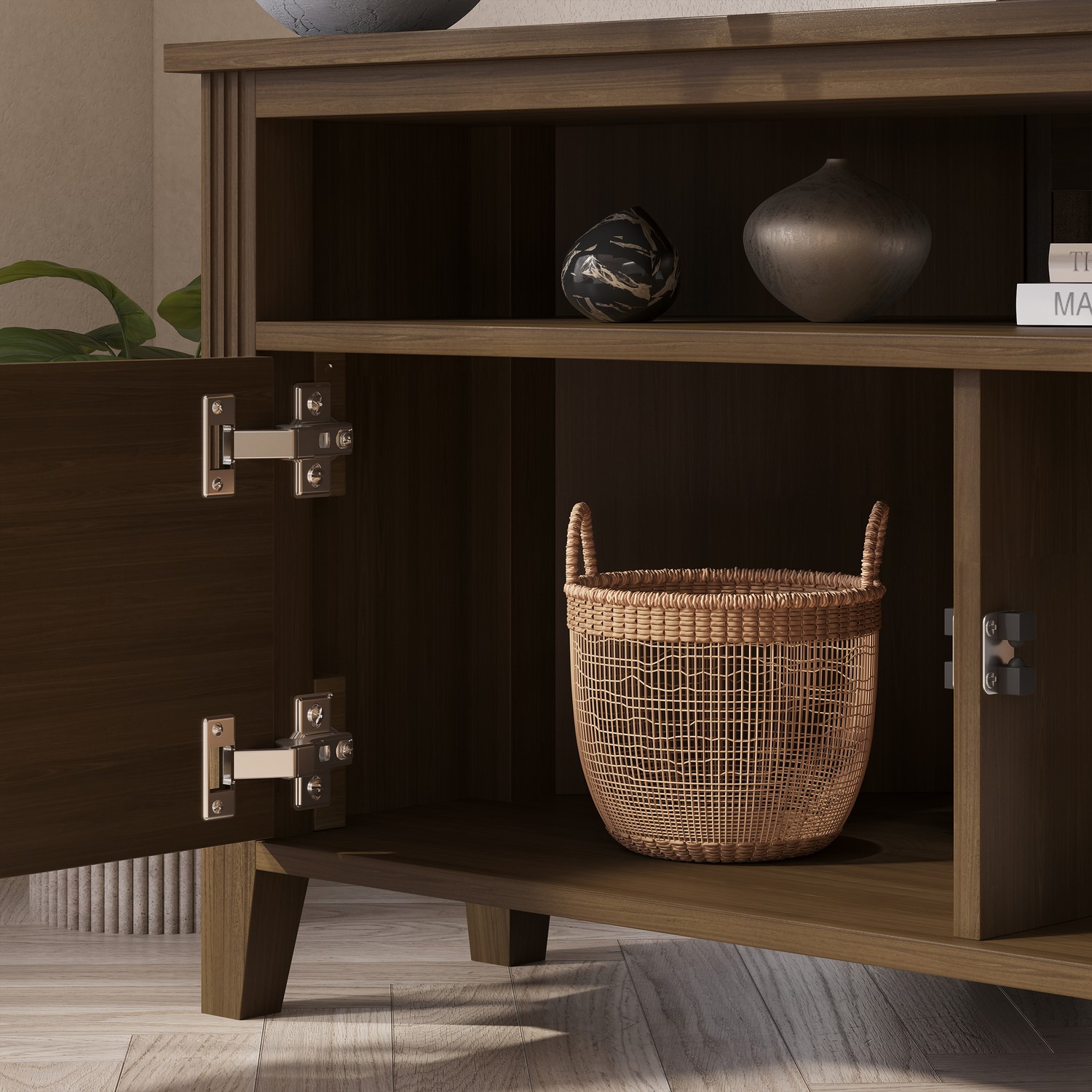 Corner Walnut TV Stand with Storage - TV's up to 43" - Delilah DLH023 ...