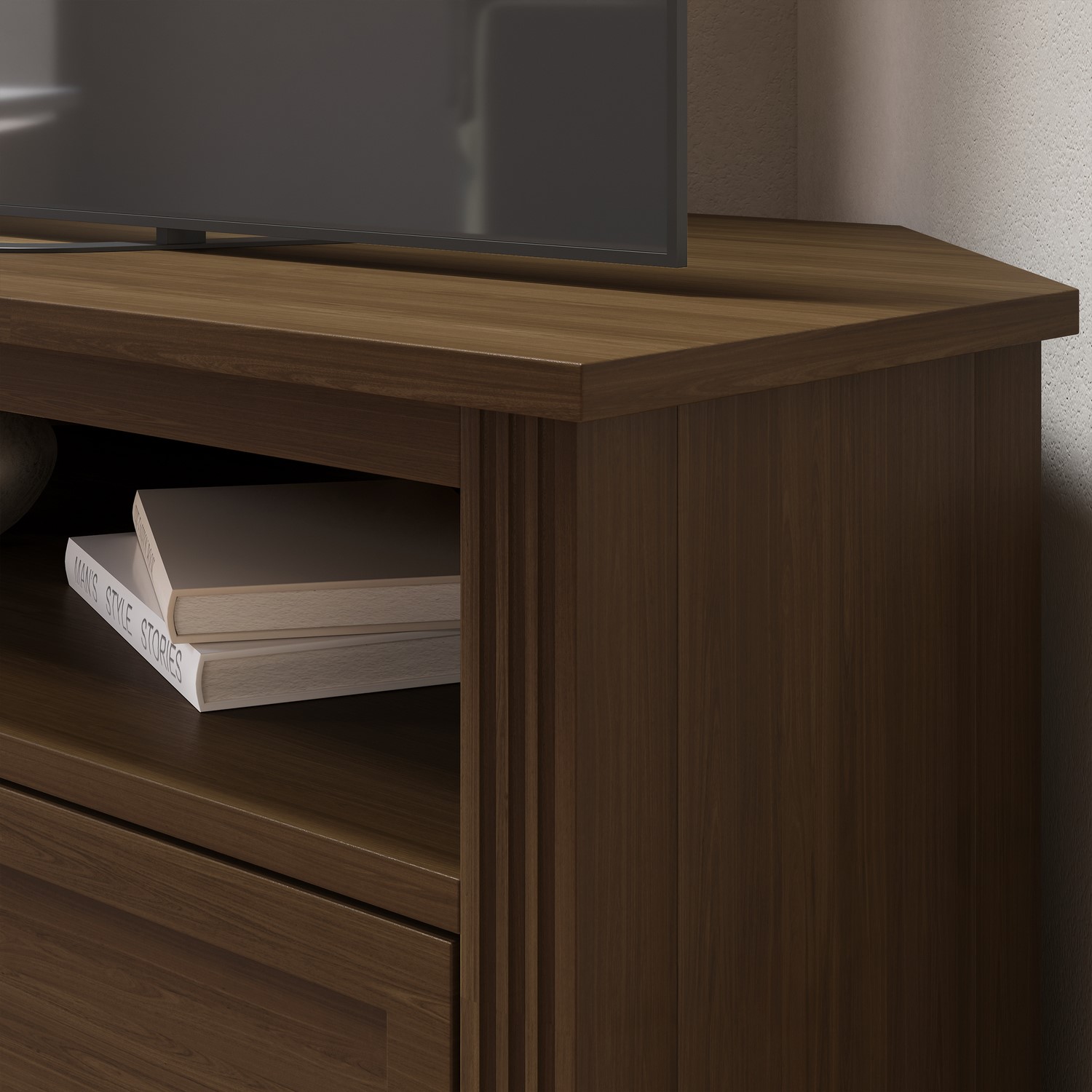 Corner Walnut TV Stand with Storage - TV's up to 43" - Delilah DLH023 ...