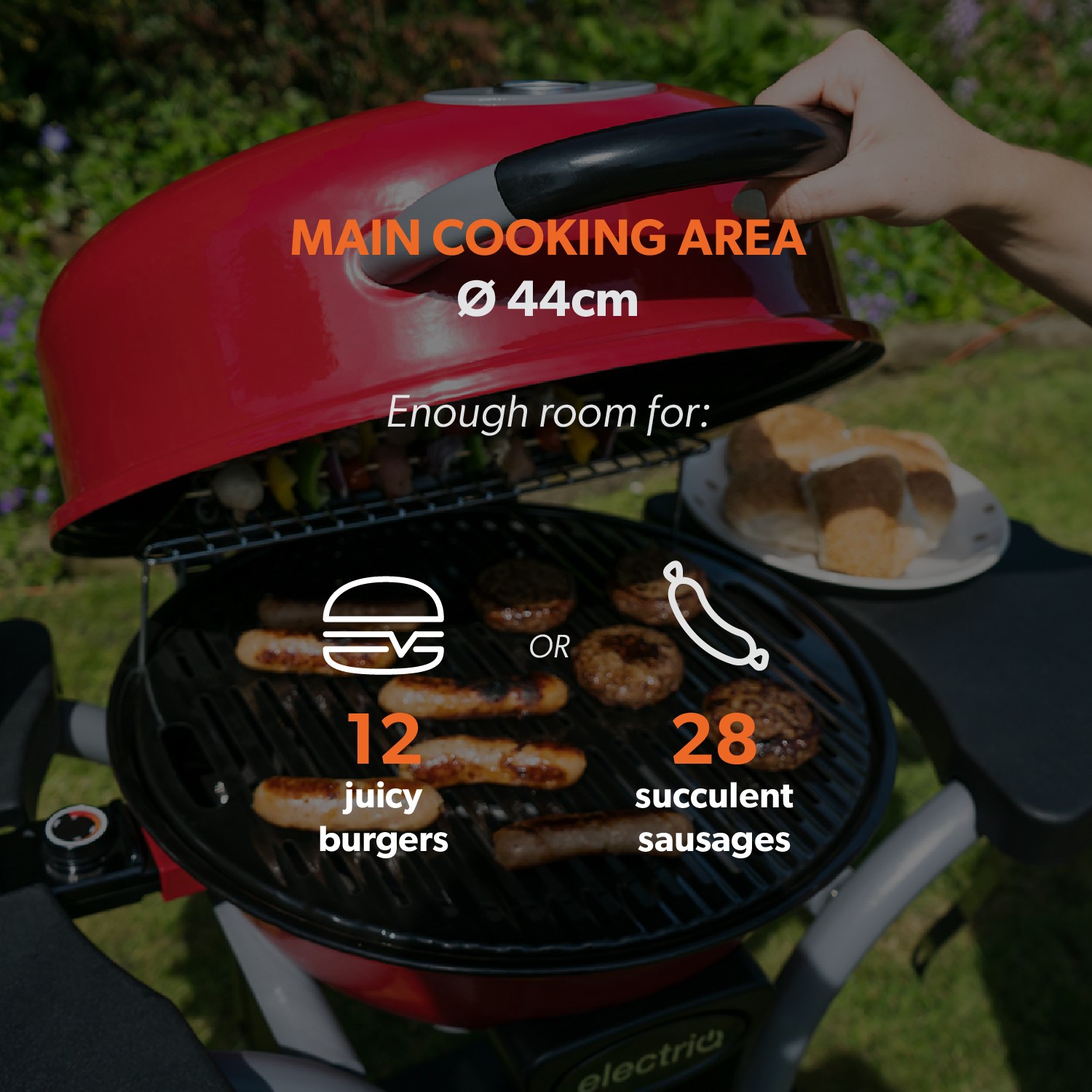 electriQ Compact Outdoor Electric BBQ Grill With Cover - Red EIQELECBBQ ...