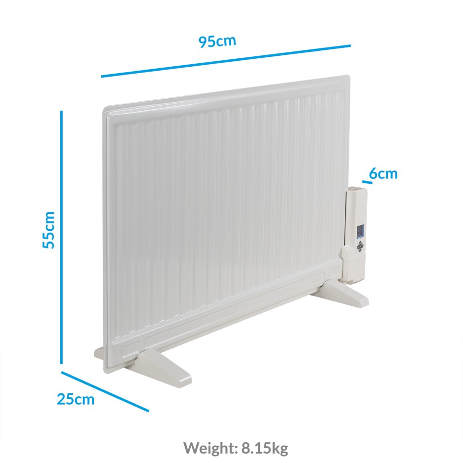 Ultraslim 800W Wall Mountable Oil Filled Radiator with Thermostat and ...