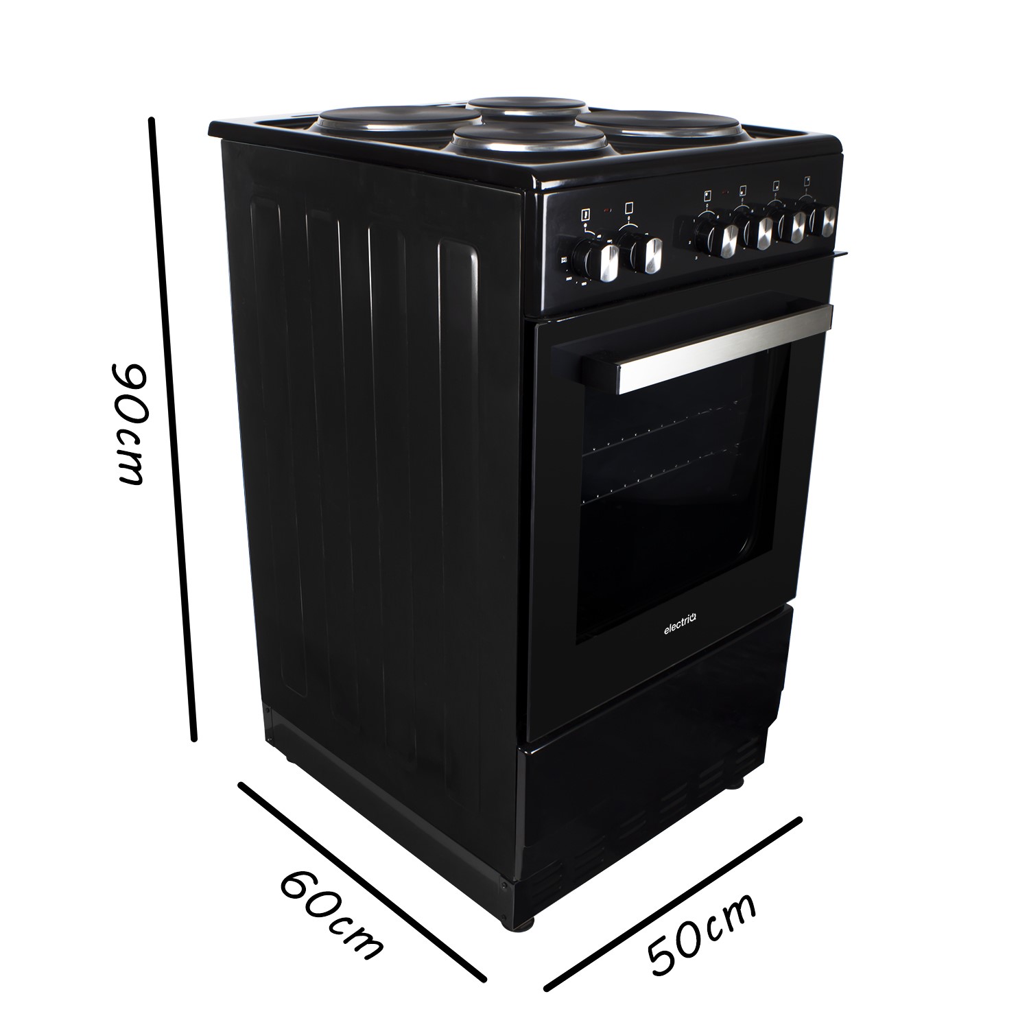 GRADE A3 - electriQ 50cm Electric Cooker with Single Oven and Solid ...