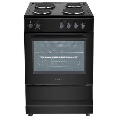 electriQ 60cm Electric Cooker with Sealed Plate Hob - Black EQEC60B1 ...