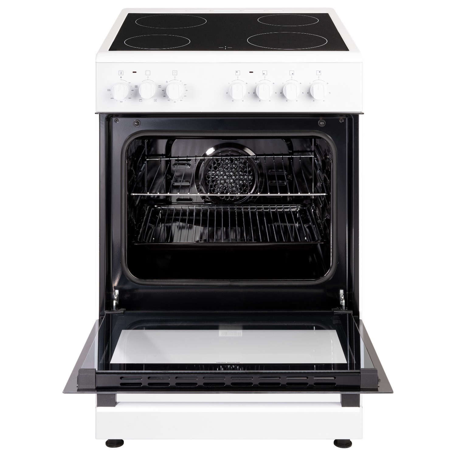 electriQ 60cm Electric Cooker with Ceramic Hob - White EQEC60W1CERAMIC ...