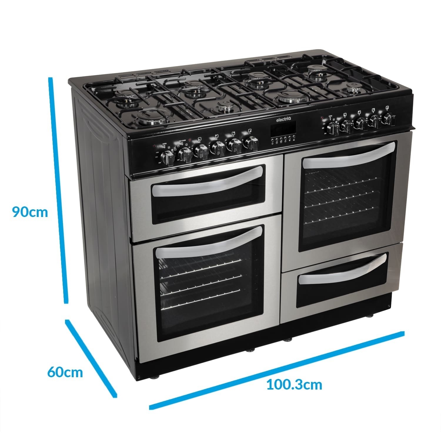 GRADE A2 - electriQ 100cm Dual Fuel Range Cooker - Stainless Steel ...