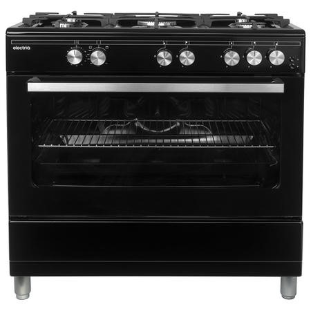 electriQ 90cm Gas Single Oven Range Cooker - Black EQRANGE90GASBLACK ...