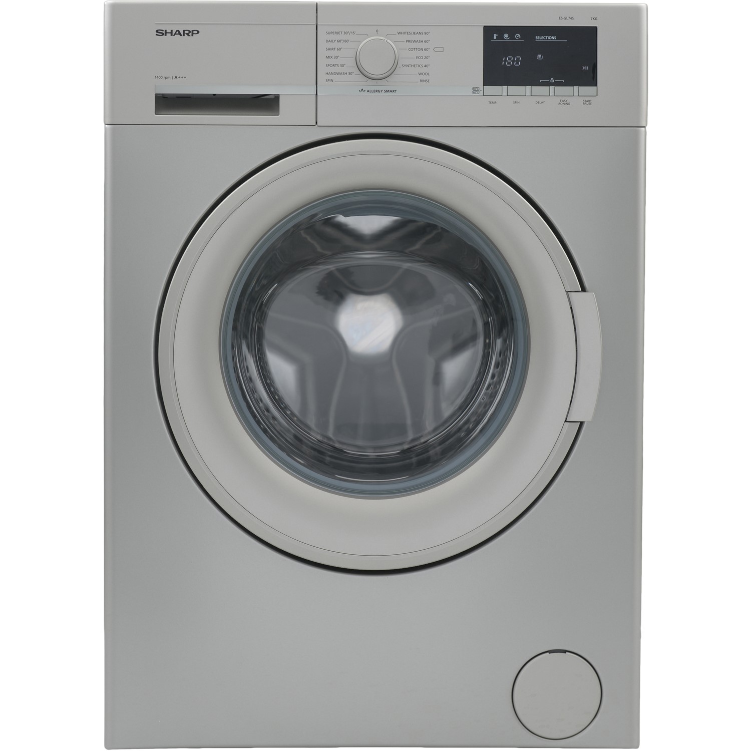 Sharp ESGL74S 7kg 1400rpm Freestanding Washing Machine Silver ...