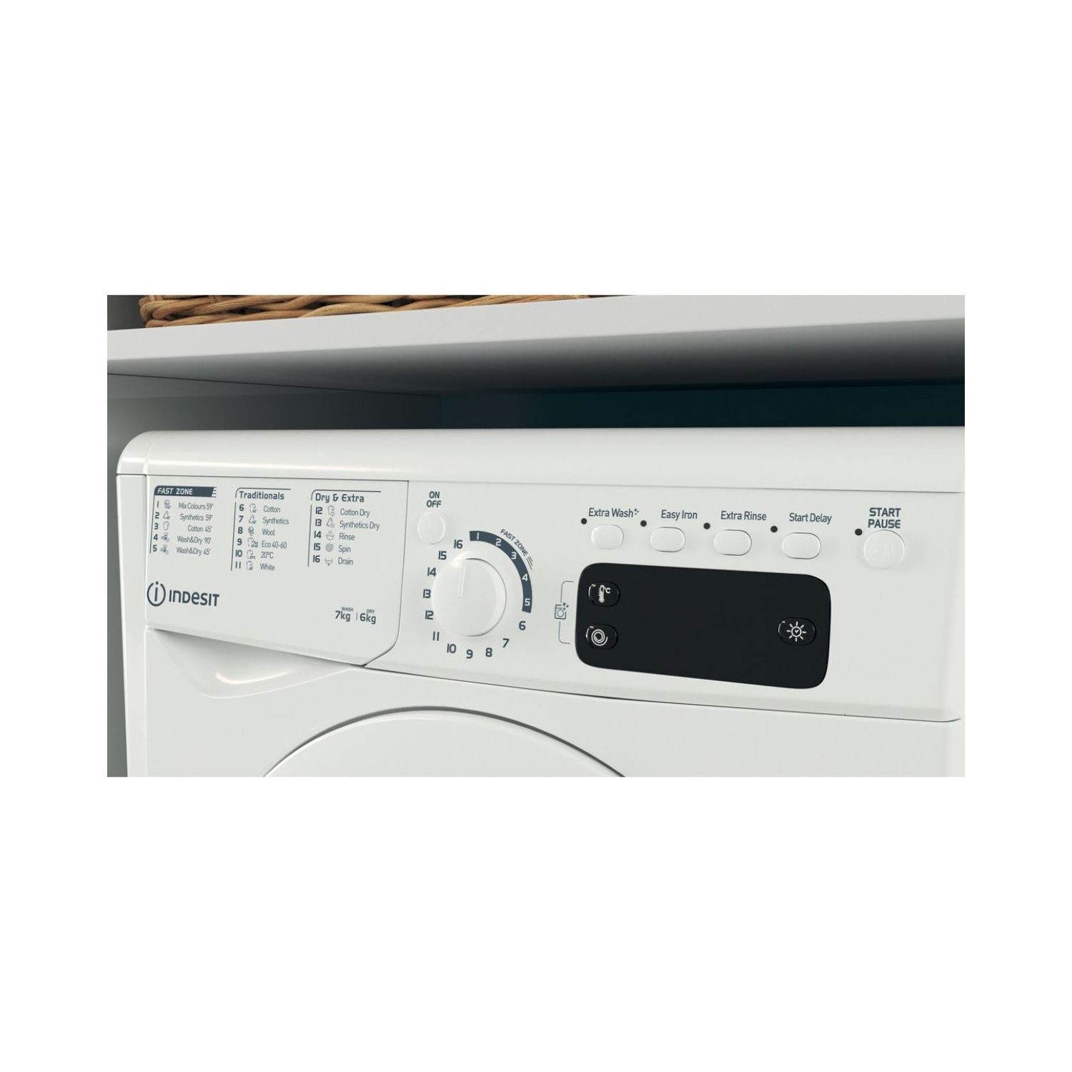 Indesit 7kg Wash 6kg Dry 1400rpm Washer Dryer - White EWDE761483WUK ...