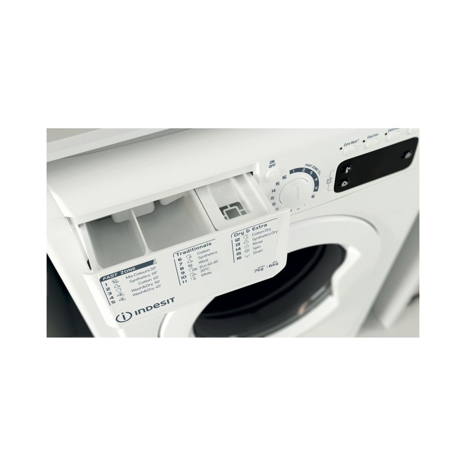 Indesit 7kg Wash 6kg Dry 1400rpm Washer Dryer - White EWDE761483WUK ...