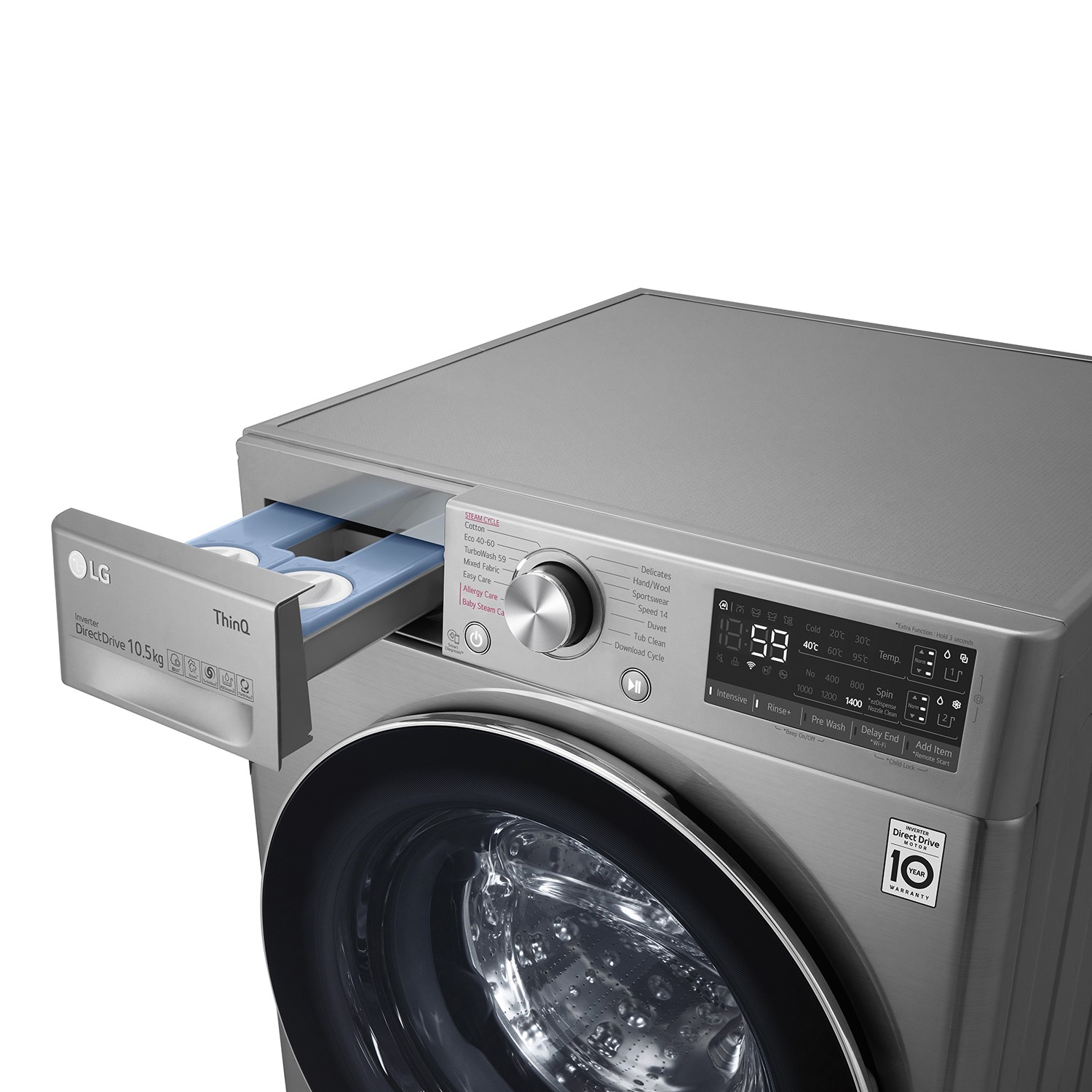 LG V7 EZDispense 10.5kg 1400rpm Freestanding Washing Machine - Graphite ...