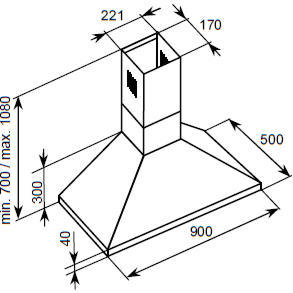 Baumatic F90.2SS 90cm Wide Chimney Cooker Hood Stainless Steel ...