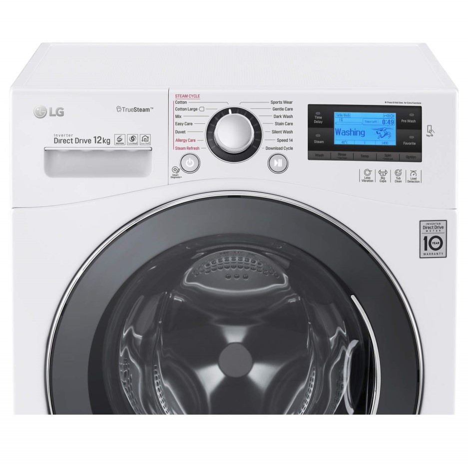LG FH495BDS2 Direct Drive 12kg 1400rpm Freestanding Washing Machine With Steam White ...